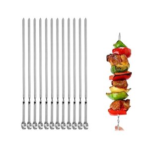 metal skewers for grilling,kabob skewers,flat bbq barbecue skewer,grilling skewers set,reusable bbq (14" skewers(12 pack))