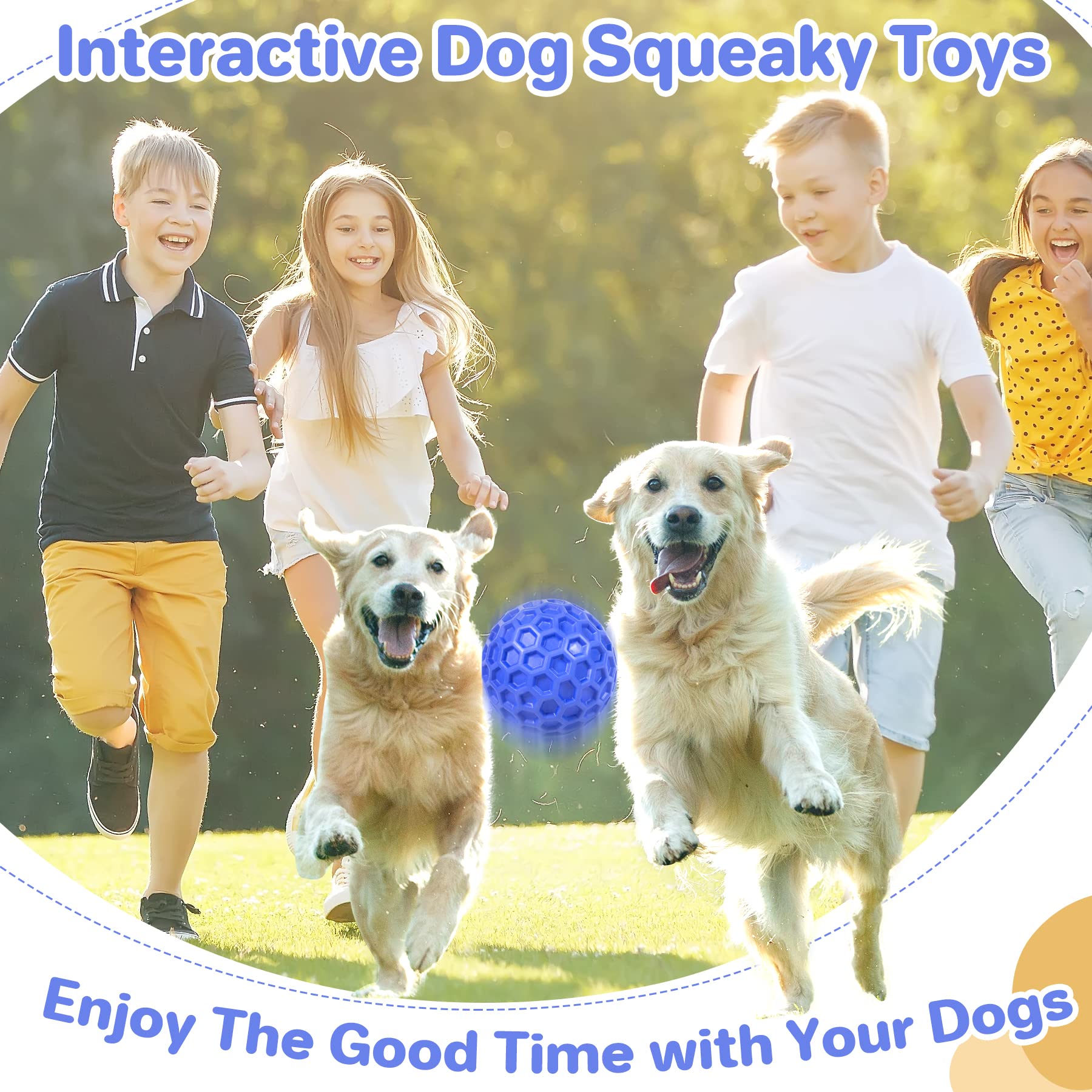 Indestructible Squeaky Dog Balls, Interactive Dog Toys for Aggressive Chewers Large Breed for Relieving Anxiety, Dog Chew Toys Balls for Aggressive Chewers, Outdoor Dog Toys Dog Water Toys for Dogs