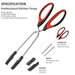 Food Tongs,SinYe Kitchen Tongs with Nylon Tips,11 Inches and 13 Inches Tong Set,Non-Slip Grip Handle,Pack of 2