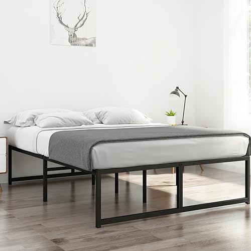 BedStory Queen Bed Frame - 16 Inches Heavy Duty Metal Platform Bed Frame Queen Size, 10 Mins Easy Assembly, 3000lbs Support Mattress Foundation with Large Storage, Noise-Free, No Box Spring Needed