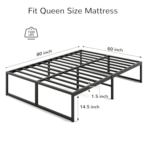 BedStory Queen Bed Frame - 16 Inches Heavy Duty Metal Platform Bed Frame Queen Size, 10 Mins Easy Assembly, 3000lbs Support Mattress Foundation with Large Storage, Noise-Free, No Box Spring Needed