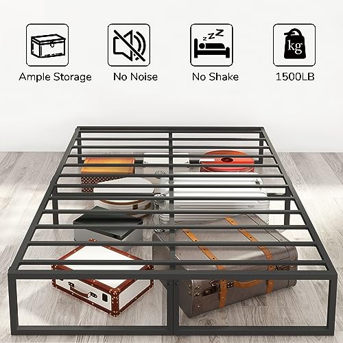 BedStory Queen Bed Frame - 16 Inches Heavy Duty Metal Platform Bed Frame Queen Size, 10 Mins Easy Assembly, 3000lbs Support Mattress Foundation with Large Storage, Noise-Free, No Box Spring Needed