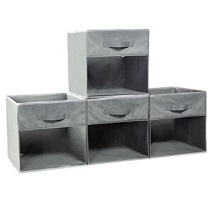 domeraax cube storage bin 4 pack with clear window large boxes basket with handles fabric closet organizer 13" x 13" x 13" gray