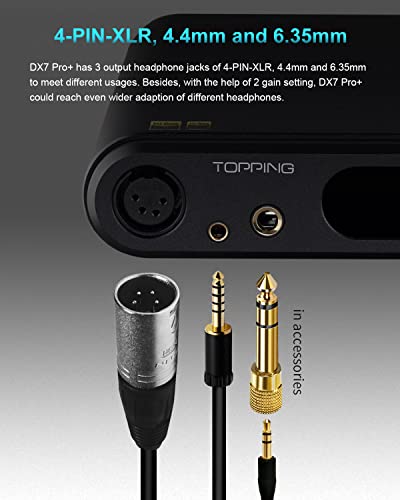 Topping DX7 PRO+ DAC&Headphone Amplifier LDAC Hi-Res Audio ES9038PRO Decoder Support up to DSD512&PCM768kHz (Black)