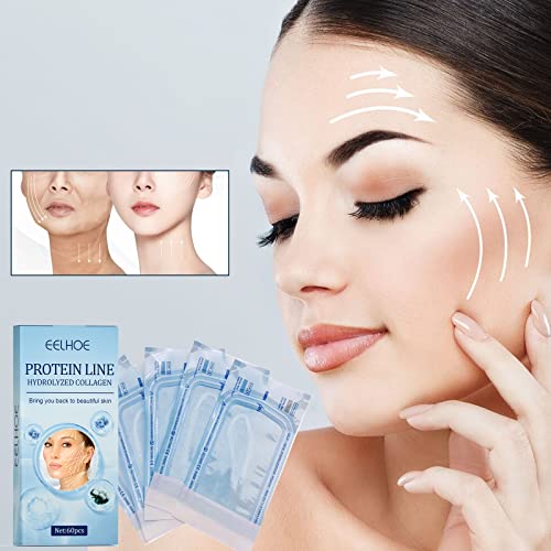 Proform Korean Soluble Protein Thread, Absorbable Collagen Thread for Face Lift, Nano Gold Soluble Protein Thread Strips, Soluble Protein Thread Lifting Instant Face Protein Thread (60PCS)