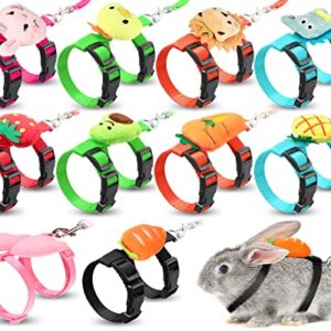 10 Pcs Bunny Rabbit Harness and Leash Adjustable Bunny Harness Set Cute Vest Harness Leash Bunny Harness Rabbit Leash Bunny Supplies for Guinea Pig Ferret Puppy Kitten Small Animals