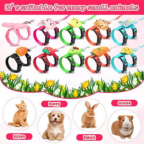 10 Pcs Bunny Rabbit Harness and Leash Adjustable Bunny Harness Set Cute Vest Harness Leash Bunny Harness Rabbit Leash Bunny Supplies for Guinea Pig Ferret Puppy Kitten Small Animals