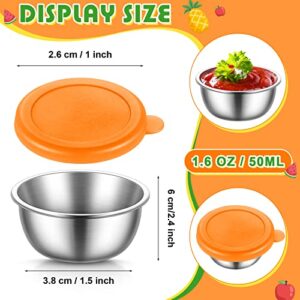 Mimorou 18 Pcs 1.6 oz Salad Dressing Container to Go Leakproof Reusable Sauce Cup with Lids Stainless Steel Containers Condiment Cups Small Dip Containers for Lunch Box Food Storage Travel Picnic