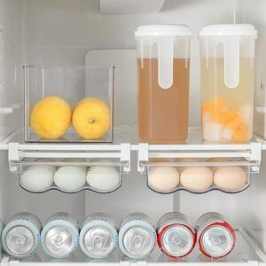 Allpdesky Refrigerator Eggs Storage Box Plastic Food Storage Container Pull-out Drawer Holder Kitchen Fridge Fresh-Keeping Organizer Shelf