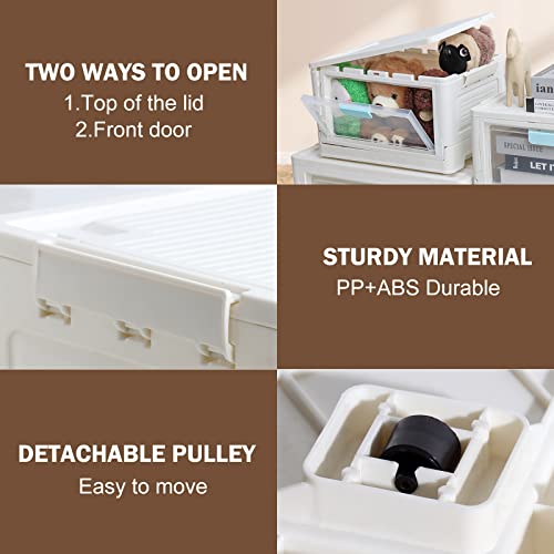 Storage Bins with Lids, Dual Open Large Storage Boxes Plastic 23Qt, Stackable Collapsible Closet Organizers and Storage, Foldable Storage Containers for Clothes,Toys,Food,Kitchen,Dorm,Bedroom Storage