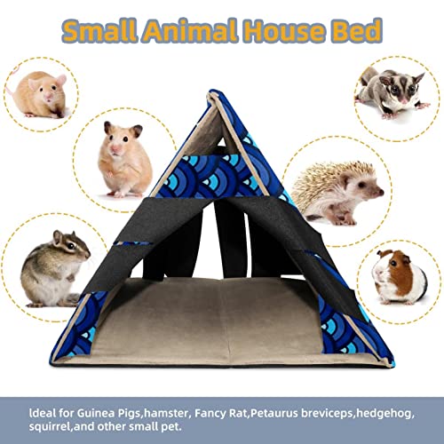 Fish Mermaid Scales Blue, Hamster Hideout House Bed for Gerbils Chipmunks Squirrels Hedgehogs Guinea Pigs Small Animal Cage Habitat Decor