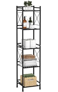 tzamli 5 tier shelving unit, free-standing bathroom storage shelves, metal heavy duty storage rack shelf for small space kitchen balcony office, matte black