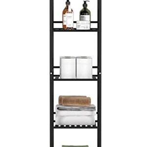 TZAMLI 5 Tier Shelving Unit, Free-Standing Bathroom Storage Shelves, Metal Heavy Duty Storage Rack Shelf for Small Space Kitchen Balcony Office, Matte Black