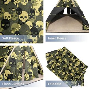 Camouflage Green Skull Pattern, Hamster House Habitat Bed for Small Animal Hamster Gerbils Chipmunks Squirrels Hedgehogs Guinea Pigs Habitat Decor