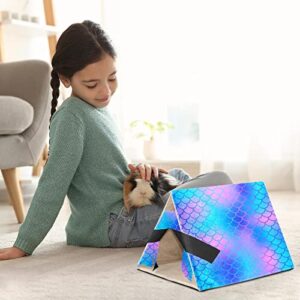 Mermaid Fish Scale Blue Pink, Guinea Pig Hideout for Small Animal Hamster Gerbils Chipmunks Squirrels Hedgehogs Guinea Pig Bed