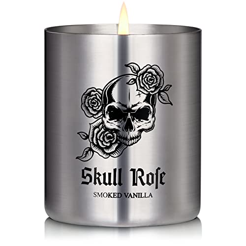 MASPRIV Gothic Scented Candle for Men - Rich Manly Scents, 50+ Hours Burn Time, Stainless Steel Tin with Popular Designs. Ideal Gift for Him