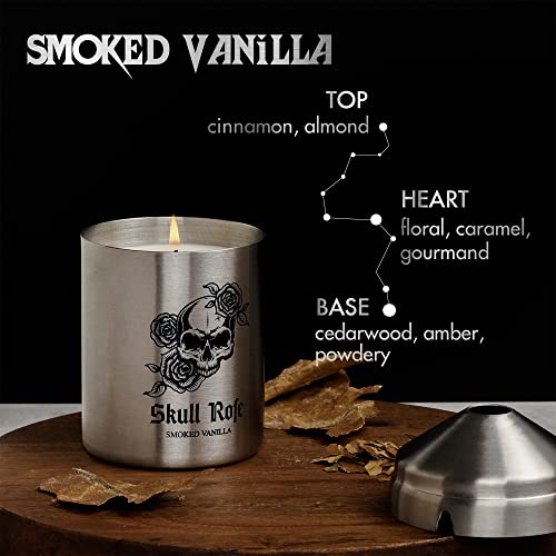 MASPRIV Gothic Scented Candle for Men - Rich Manly Scents, 50+ Hours Burn Time, Stainless Steel Tin with Popular Designs. Ideal Gift for Him