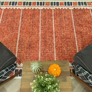 AK RUGS Contemporary Printed Area Rug Gloria Collection Living Room Kitchen Hallway Rug (Orange, 6' x 9')