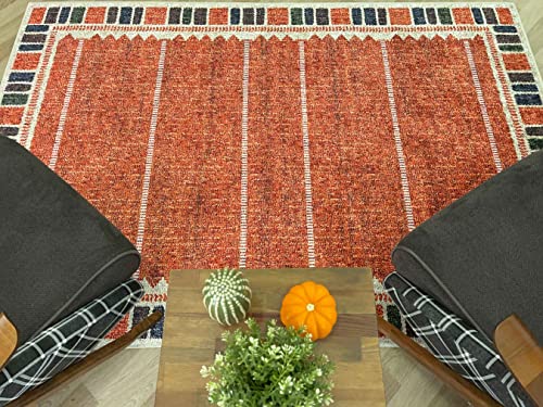 AK RUGS Contemporary Printed Area Rug Gloria Collection Living Room Kitchen Hallway Rug (Orange, 6' x 9')