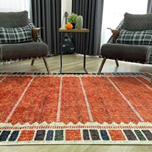 AK RUGS Contemporary Printed Area Rug Gloria Collection Living Room Kitchen Hallway Rug (Orange, 6' x 9')