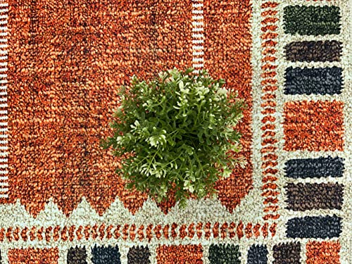 AK RUGS Contemporary Printed Area Rug Gloria Collection Living Room Kitchen Hallway Rug (Orange, 6' x 9')