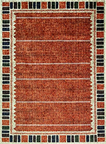 AK RUGS Contemporary Printed Area Rug Gloria Collection Living Room Kitchen Hallway Rug (Orange, 6' x 9')