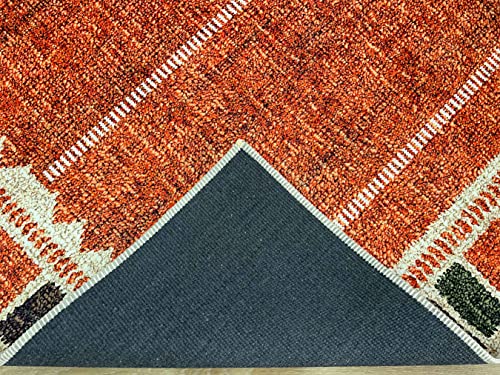 AK RUGS Contemporary Printed Area Rug Gloria Collection Living Room Kitchen Hallway Rug (Orange, 6' x 9')