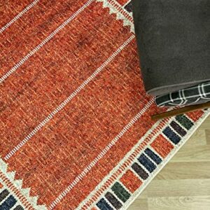 AK RUGS Contemporary Printed Area Rug Gloria Collection Living Room Kitchen Hallway Rug (Orange, 6' x 9')