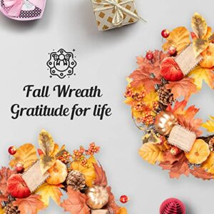 ASTEROUTDOOR 22" Fall Wreath Artificial Wreath, Autumn Maple Leaf Berry Pumpkin Pinecone Harvest Wreath for Front Door Home Decor Thanksgiving Christmas Decorations