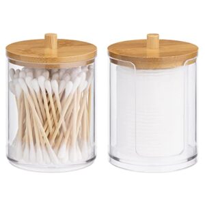 navaris cotton round and swab holders (set of 2) - bathroom holder storage for cotton rounds and swabs - makeup pad dispenser accessories organizer