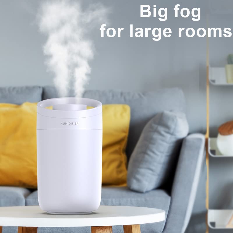 Air Humidifier, Top Filling Cool Mist Humidifier 3L Big Capacity Water Tank for Baby Bedroom Office Home 10 Hour Auto Shut-Off (3L-White)