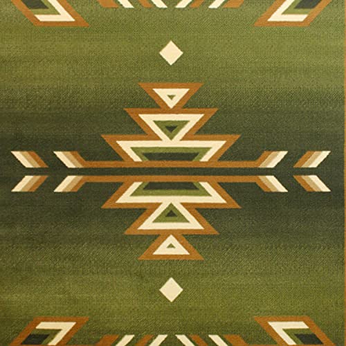 Flash Furniture Lodi Collection Southwestern Area Rug - Low Pile Green Olefin Rug - 6' x 9' Area Rug - Jute Backing - Hallway, Entryway, Bedroom, Living Room