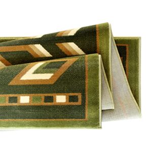 Flash Furniture Lodi Collection Southwestern Area Rug - Low Pile Green Olefin Rug - 6' x 9' Area Rug - Jute Backing - Hallway, Entryway, Bedroom, Living Room