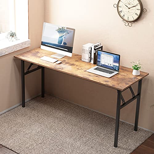 Computer Desk,62 Inch Large Desk Modern Simple Style Folding Tables,Home Office Writing Desk, Space Saving Foldable Table, No Install Needed AC5FB-157-S8-US