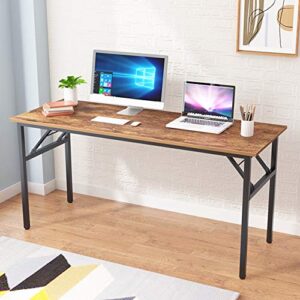 Computer Desk,62 Inch Large Desk Modern Simple Style Folding Tables,Home Office Writing Desk, Space Saving Foldable Table, No Install Needed AC5FB-157-S8-US