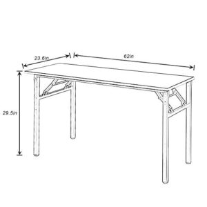 Computer Desk,62 Inch Large Desk Modern Simple Style Folding Tables,Home Office Writing Desk, Space Saving Foldable Table, No Install Needed AC5FB-157-S8-US