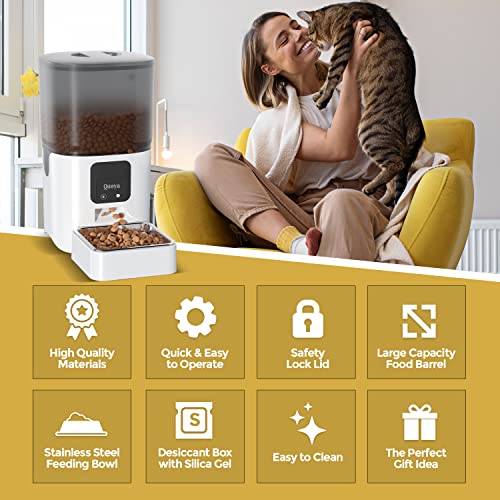 QUOYA Smart Automatic Pet Feeder, Large (6L Food Tank) for Dogs and Cats【Timer/Schedule Feature, Voice and app Control, Portion Size Adjustment】 Compatible with Alexa, Siri, Apple Watch