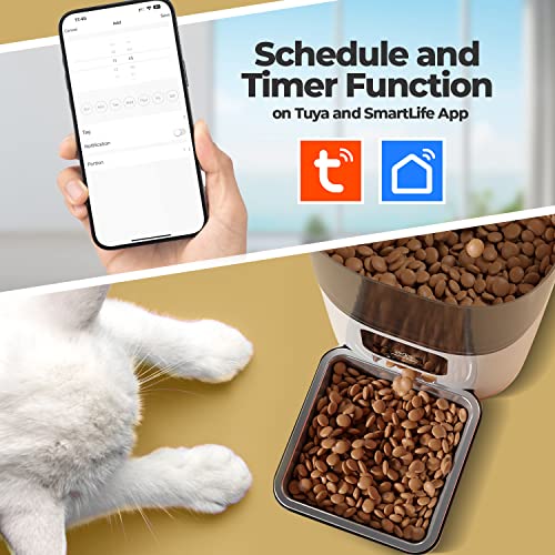 QUOYA Smart Automatic Pet Feeder, Large (6L Food Tank) for Dogs and Cats【Timer/Schedule Feature, Voice and app Control, Portion Size Adjustment】 Compatible with Alexa, Siri, Apple Watch