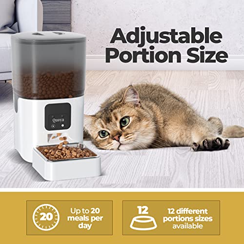 QUOYA Smart Automatic Pet Feeder, Large (6L Food Tank) for Dogs and Cats【Timer/Schedule Feature, Voice and app Control, Portion Size Adjustment】 Compatible with Alexa, Siri, Apple Watch