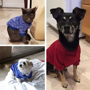 apott Classic Dog Sweater with Socks 3PCS Warm Pet Pullover Stretchy Knitwear Clothes for Small Cat Puppy Chihuahua Sphynx Hairless (XL, Blue+Dark Blue+Grey)