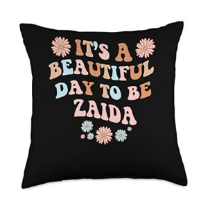 sarcastic birthday zaida name gift text joke personalized name beautiful day zaida birthday throw pillow, 18x18, multicolor