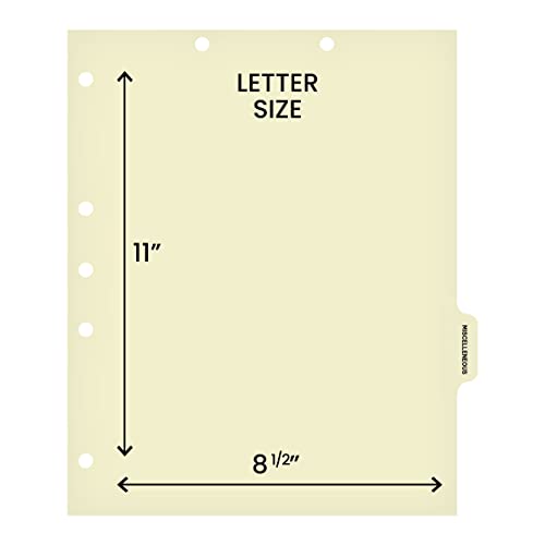 Individual Chart Divider Sheets Used to Build Chart Divider Sets for Medical Practices, 1/6th Cut, Tabs on Side, Position: #5, Text: Miscellaneous, Color: Clear (Pack of 100)