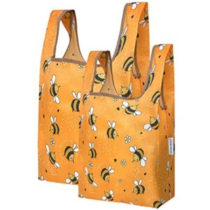 allydrew jolibag nylon reusable grocery bag, 2 pack, bumblebee