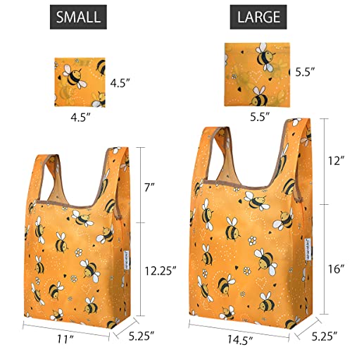 allydrew JoliBag Nylon Reusable Grocery Bag, 2 Pack, Bumblebee