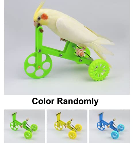 Bird Intelligence Training Toy, Parrot Puzzle Bicycle Toy for Small Medium Bird，Parrot Educational Table Top Trick Prop Toy, Bird Foot Talon Toy for Lovebird Conures Parakeet Random Color