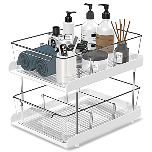 MHAaTiad Pantry Organizer, Slide-Out Storage Container with Large Storage Space for Beauty Supplies on a Vanity, Under Sink Closet Organization, Kitchen Countertop Pantry Bathroom Office Desktop