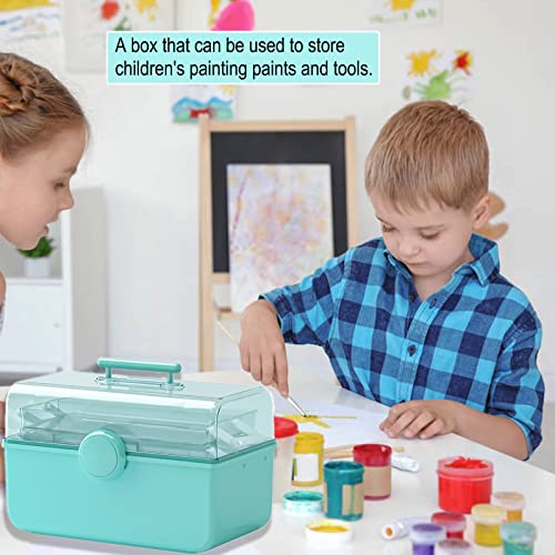 11" Plastic 3-Layers Storage Box with Hand for Arts, Crafts&Sewing Supplies,Portable Multifunctional Tool Organizer Case as a Gift for Children,Perfect for Home/School/Office