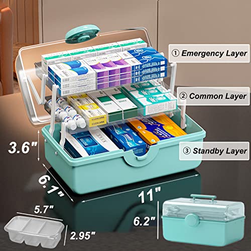 11" Plastic 3-Layers Storage Box with Hand for Arts, Crafts&Sewing Supplies,Portable Multifunctional Tool Organizer Case as a Gift for Children,Perfect for Home/School/Office