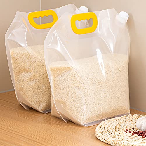 XIYAO 10 pack Grain Sealed Moisture-Proof Storage ,Washable Stand Up Food Storage Pouches ，Resealable Odor-Resistant Packaging Bags, Transparent Grain Storage Suction Bags with Funnel.