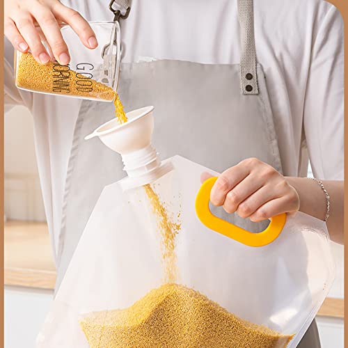 XIYAO 10 pack Grain Sealed Moisture-Proof Storage ,Washable Stand Up Food Storage Pouches ，Resealable Odor-Resistant Packaging Bags, Transparent Grain Storage Suction Bags with Funnel.